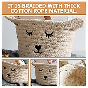 Homoyoyo Woven Baskets Nursery Organizer Storage Towel Organizing Pillows Shower Toys Books Baskets Living Baby Woven Cotton Laundry Throws Basket Small Cat Hamper Bins for Room in with Woven Basket