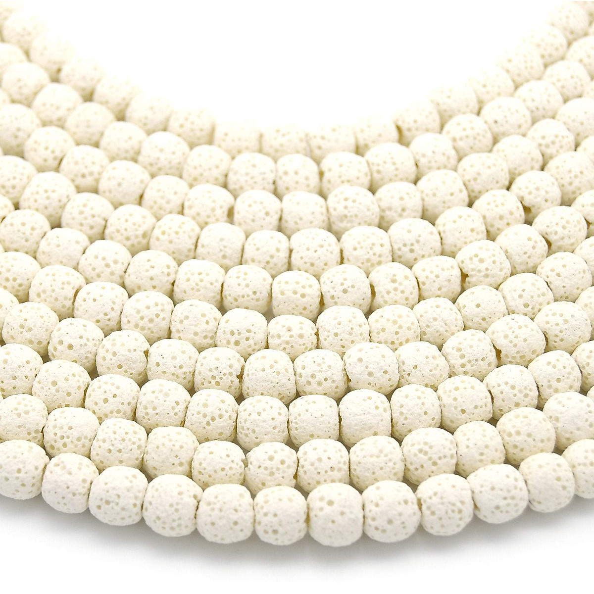 Beadlanta | White Round 8mm Lava Beads for Jewelry Making | Semi Precious Stone Beads | Dragon Stone | Gemstone Beads for Jewelry Making | Natural Stone Beads for Bracelets and Bracelet Making