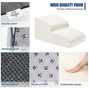 Dog Stairs for Small Dogs - High Density Foam Dog Ramp, Extra Wide Pet Steps with Non-Slip Bottom for High Beds, Couche and Sofa, Best for Dogs Injured, Older Dogs Cats, Pet with Joint Pain