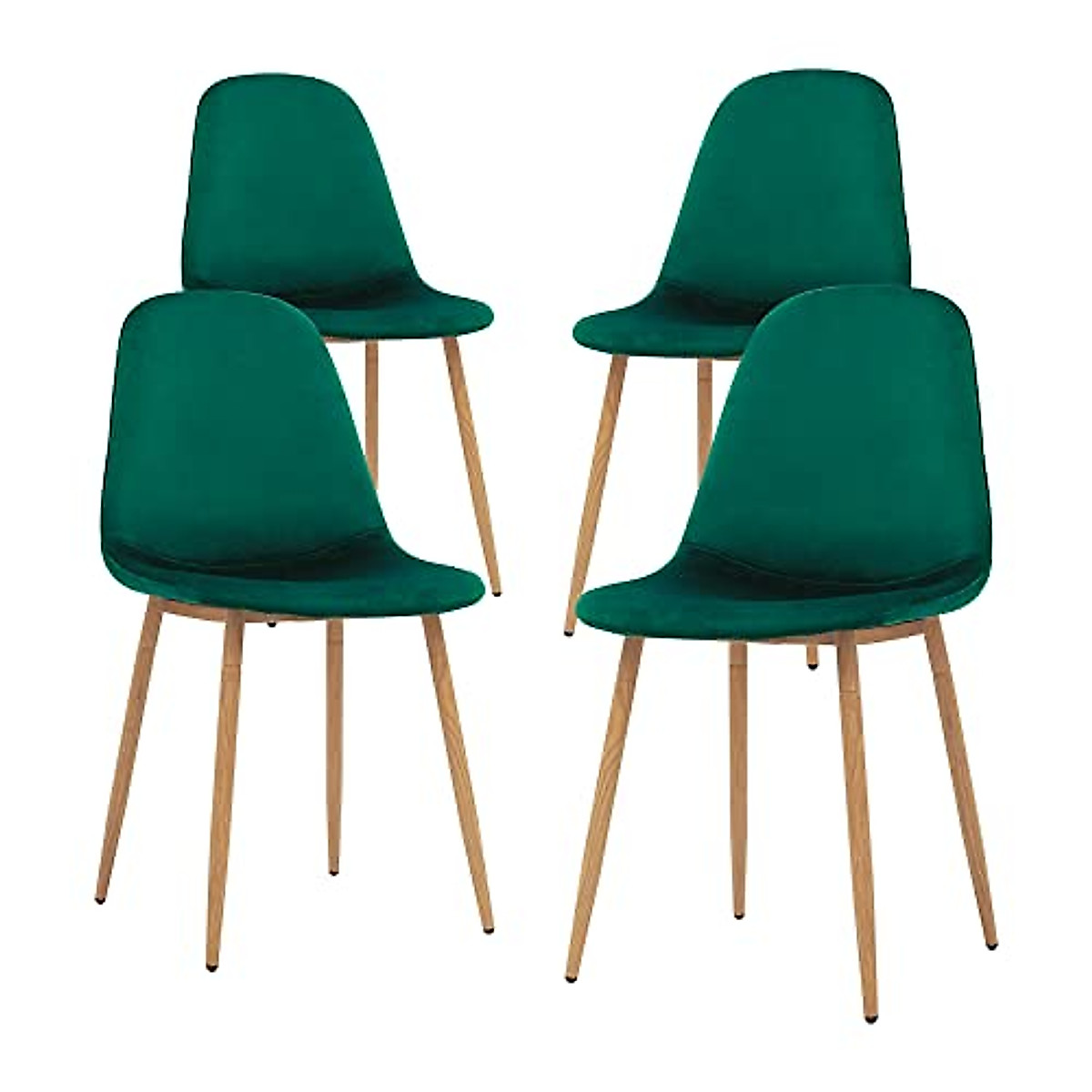 CangLong Kitchen Velvet Cushion Seat, Green Back and Metal Legs, Modern Mid Century Living Room Side Dining Chairs, Set of 4