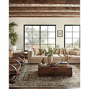Magnolia Home by Joanna Gaines x Loloi Sinclair Collection SIN-01 Machine Washable Pebble / Taupe 7'-6" x 9'-6" Area Rug