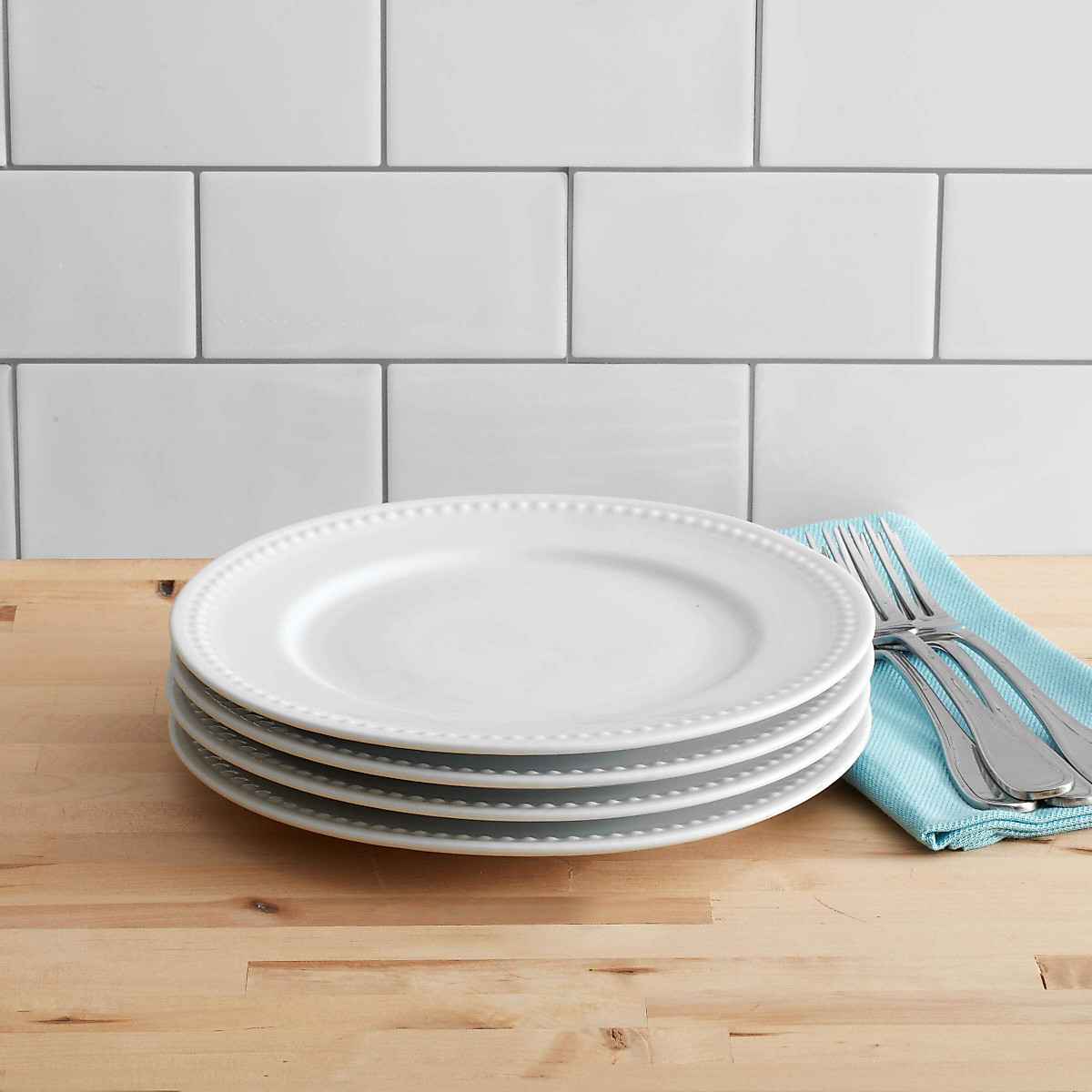 Everyday White 8.5 Inch Porcelain Salad Plates by Fitz and Floyd