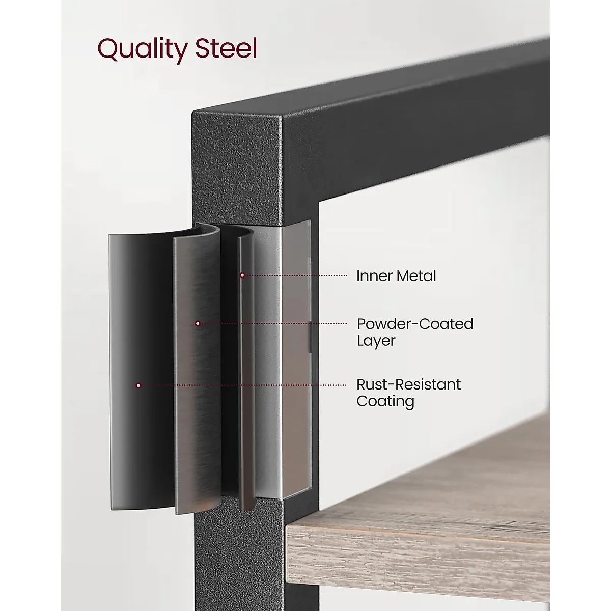 VASAGLE 6-Tier Tall Bookshelf, Narrow Bookcase with Steel Frame, Skinny Book Shelf for Living Room, Home Office, Study, 11.8 x 15.7 x 73.8 Inches, Industrial Style, Greige and Black ULLS101B02