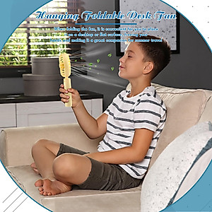 Woanger Mini Handheld Folding Fan Bulk USB Desk Fan Battery Operated Fans with Data Cable Hanging Foldable Desk Fan Small Rechargeable Pocket Fan Portable USB Electric Fan (20 Pcs)