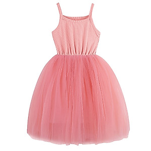 RJXDLT Baby Girls Tutu Dress Infant Tulle Dress Toddler Sleeveless Summer Dress 580 Soft Pink 110
