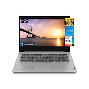 Lenovo IdeaPad 3i Laptop, 14" FHD Display, Quad-core Intel i5-1135G7 Processor, 12GB RAM, 512GB SSD, Webcam, HDMI, 4 in 1 Card Reader, Dolby Audio, Wi-Fi 6, Windows 11 Home, Platinum Grey