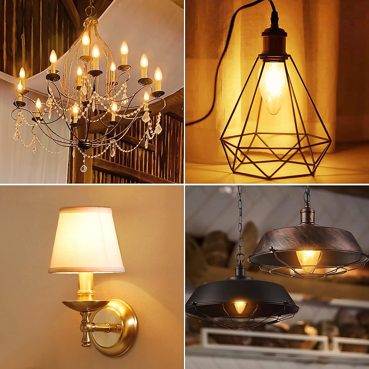 ROMANJOY F15 4W LED Light Bulbs, LED Porch Light Bulbs, E26 Medium Base, Dimmable 2700K Warm White LED Post Bulb 40w Equivalent, Outdoor Decorative Chandelier Lantern Lamp, 4-Pack…