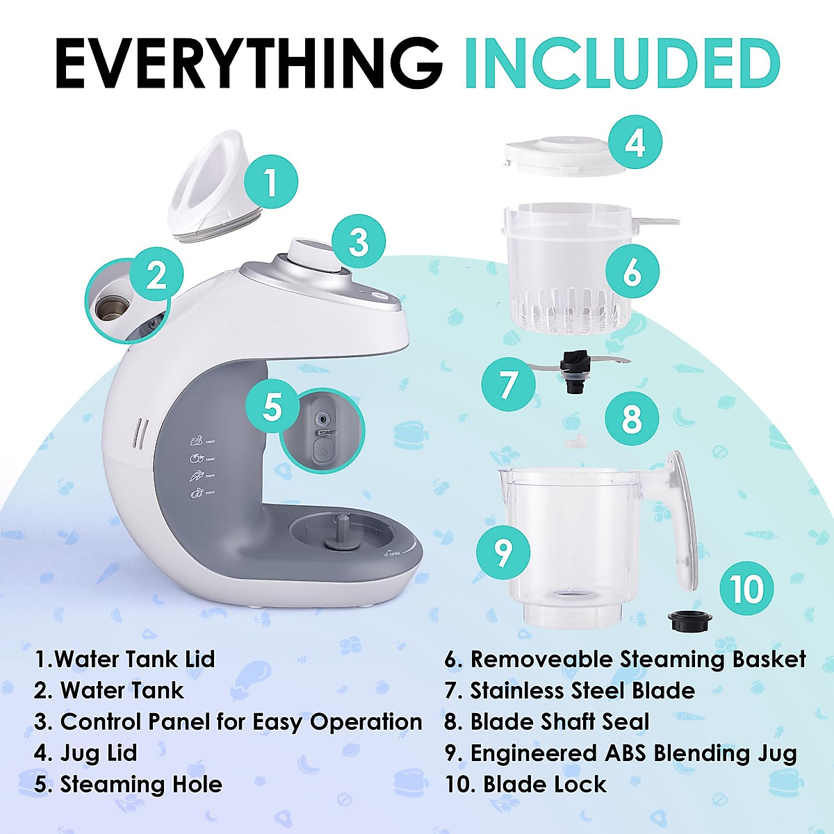 Lil’ Jumbl Baby Food Maker - 2-in-1 Steamer & Puree Blender with Timer, One-Press Processor & Auto Shutoff - Cook & Steam Fruits, Veggies & Other Healthy Homemade Infant & Toddler Meals in Minutes