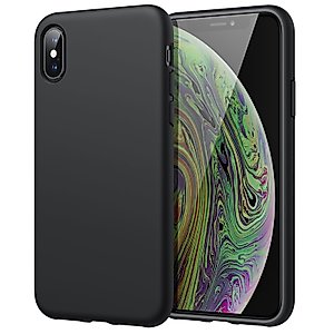 JETech Silicone Case for iPhone X, iPhone Xs, 5.8-Inch, Silky-Soft Touch Full-Body Protective Case, Shockproof Cover with Microfiber Lining (Black)