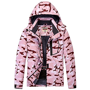 WULFUL Women’s Waterproof Snow Ski Jacket Mountain Windproof Winter Coat with Detachable Hood