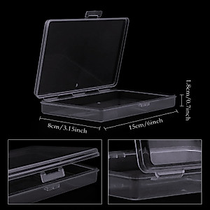6 Pcs Rectangular Clear Plastic Storage Containers Box with Hinged Lid Plastic Beads Storage Containers Empty Case Organizer for Beads, Crafts, Jewelry, Small Items, 6 x 3.54 x 0.86"