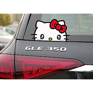 Matomo_Hello Kitty Peek Funny Vinyl Sticker Auto Car Truck Wall Laptop | Sticker | 5.9" (B)