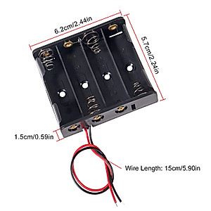 Aobao 3pcs 4 AA Battery Holder 4 X 1.5V AA Battery Holder Case Box with Leads Wires