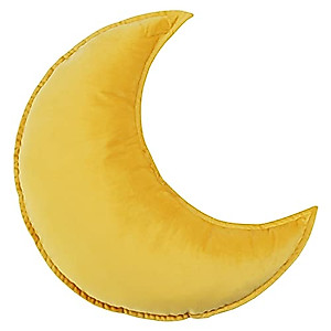 JIKAL Star Moon Shaped Pillow Soft Velvet Nursery Stuffed Throw Pillows for Baby Room Kids Reading Nook Decor Gift (Moon, Yellow)