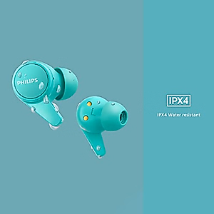 Philips T1207 True Wireless Headphones with Up to 18 Hours Playtime and IPX4 Water Resistance, Teal