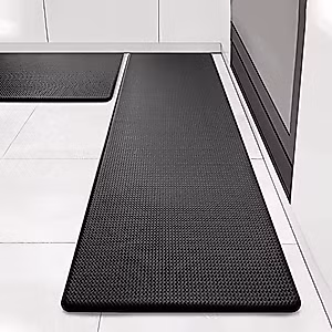 Artnice Kitchen Mats Anti Fatigue 2 Piece,Black Kitchen Mats for Floor,Memory Foam Comfort Mat for Kitchen Floor,Waterproof Anti Fatigue Mats for Kitchen Floor,Work Place,Sink,Oven,Laundry