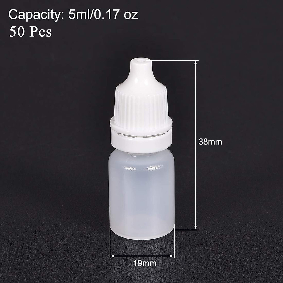OFOWIN 50 Pcs Plastic Dropper Bottle, 5ml / 0.17oz Small Mouth Dropping Bottles with White Cap Empty Squeezable Liquid Drop Bottles for Solvents, Oils, Glue, Paint, Essence, E-liquid, E-juice,Saline