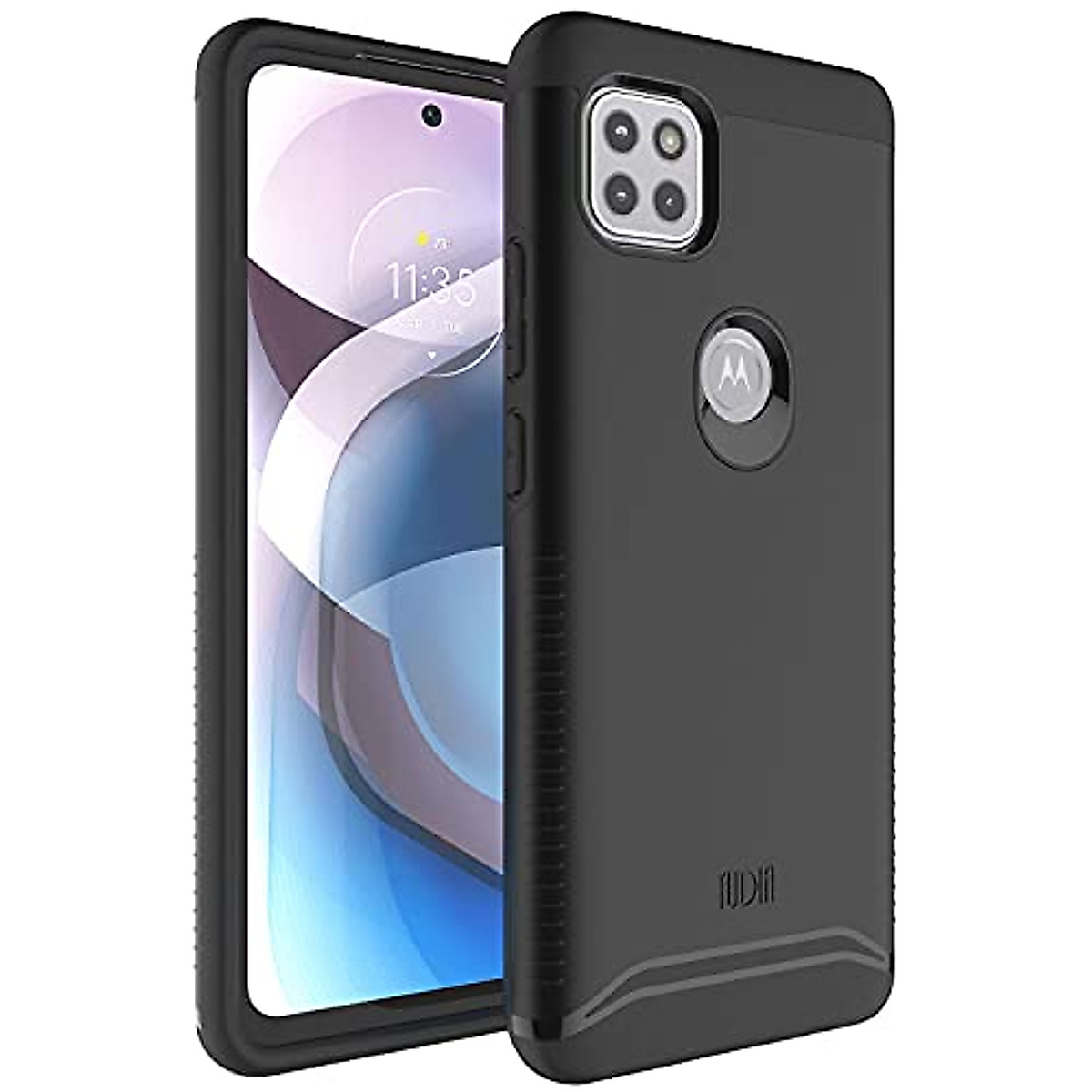 TUDIA DualShield Designed for Motorola One 5G Ace Phone Case, [Merge] Shockproof Military Grade Dual Layer Tough Slim Heavy Duty Protection for Moto One 5G UW Ace Case - Matte Black