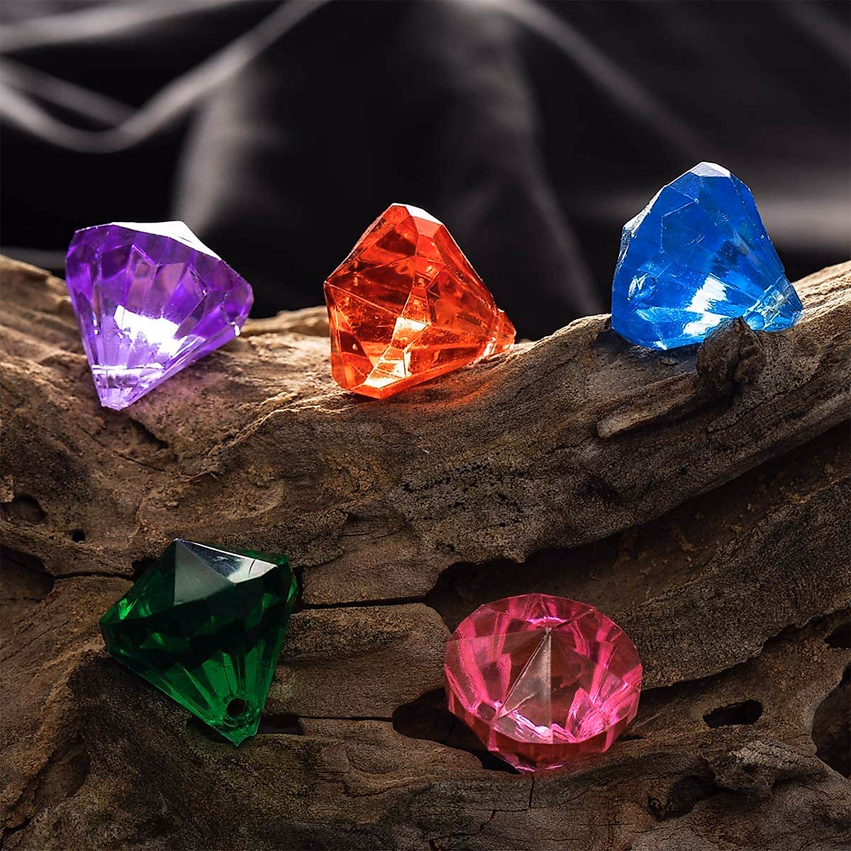 Juephe Diving Gem Pool Toy 12 Diamonds Set with Treasure Pirate Box Summer Swimming Gem Pirate Diving Toys Underwater Toy for Pool Use Treasures Gift Sets (Golden)