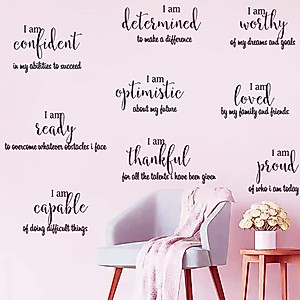 9 Pieces Inspirational Wall Decals Black Motivational Wall Sticker Vinyl Wall Quotes Stickers Wall Art Stickers Peel and Stick Wall Decals for Girl Boy Bedroom Living Room