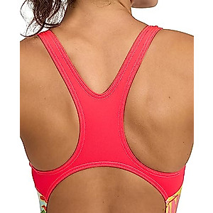Arena Performance Tropic Women's Swimsuit Control Pro Back One Piece MaxLife Training Suit, Fluo Red/Multi, US Size 42