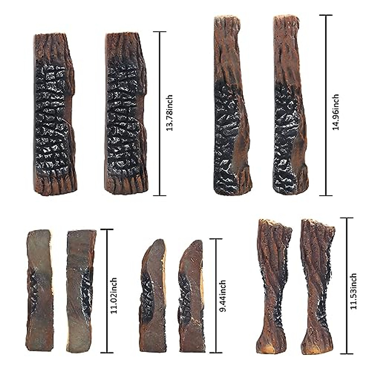 YAZEKY 10 PC Ceramic Fireplace Gas Log for Indoor Ventless/Vented, Gas Inserts, Propane, Gel, Ethanol, Electric or Outdoor Fireplaces and Fire Pits, Log Simulation Charcoal Clean Decoration