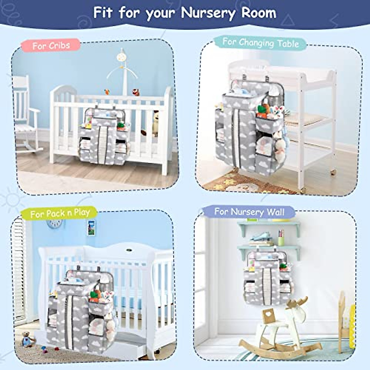 Maliton Diaper Caddy Organizer for Baby Boy and XL Changing Table Organizer