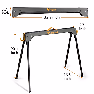 WORKESS Saw Horses 2 Pack, Heavy Duty Folding Portable Saw Horses Table 2200 Lbs Load Capacity with 2x4 Support Legs, Fast Open Legs and Easy Grip Handle for Woodworking.