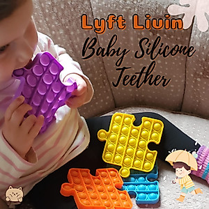 Lyft Livin Teethers Push Pop SiliconeToys for Babies Toddlers |Adults| Relief Sensory Poppers Fidget Helps Improve Motor Skill Memory & Autism for Preschool Crawling Baby Kids - Red Heart