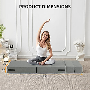 FILUXE Convertible Folding Sofa Bed - Sleeper Chair with Pillow, Modern Linen Fabric Floor & Futon Couch, Foldable Mattress for Living Room/Dorm/Guest Use/Home Office/Apartment, Single Size Light Gray