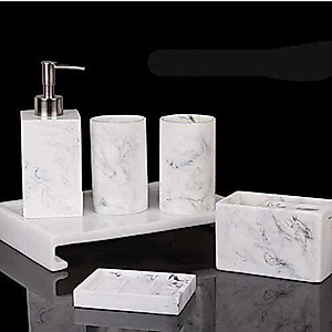 DVTEL Bathroom Supplies Kit Bathroom Set Rinse Set Resin Mouthwash Cup Toothbrush Holder Set (Color : White, Size : 6-Piece Set)