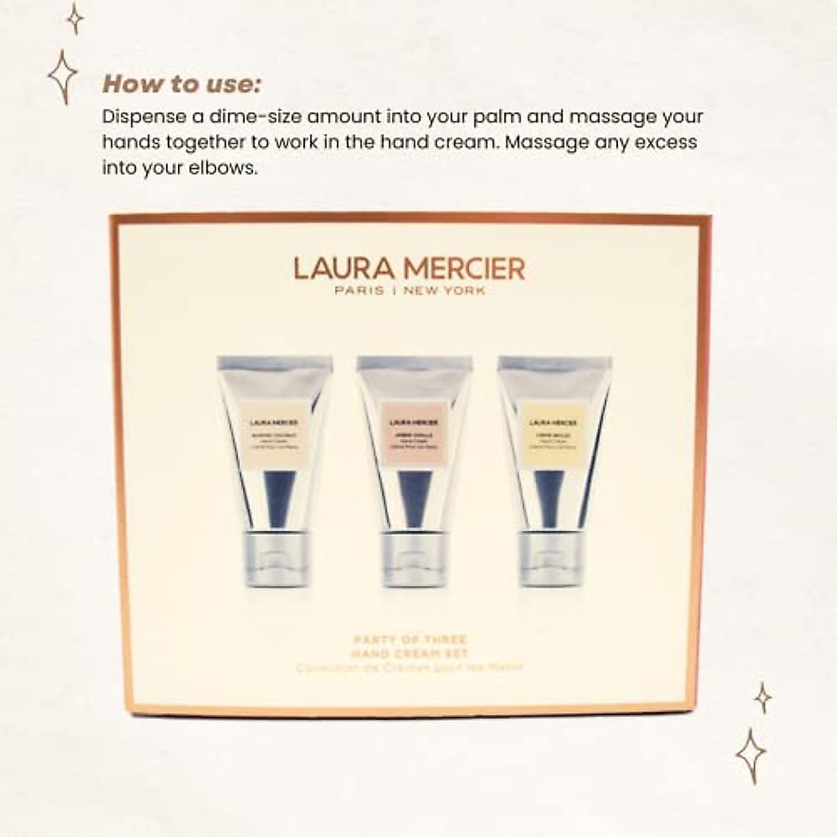 Laura Mercier 3-Pc. Party Of Three Hand Cream Travel Size Set:: Almond Coconut, Ambre Vanille, Crème Brûlée