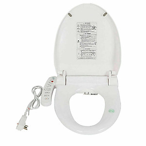 Round Smart Toilet Seat, Electric Bidet Toilet Seat, Warm Water with 2 Nozzlel, Heated Seat, Air Dryer, Smart Touch Panel & Temp Control, Massage, Night Light, Easy-Install, Fits Round Toilets, White