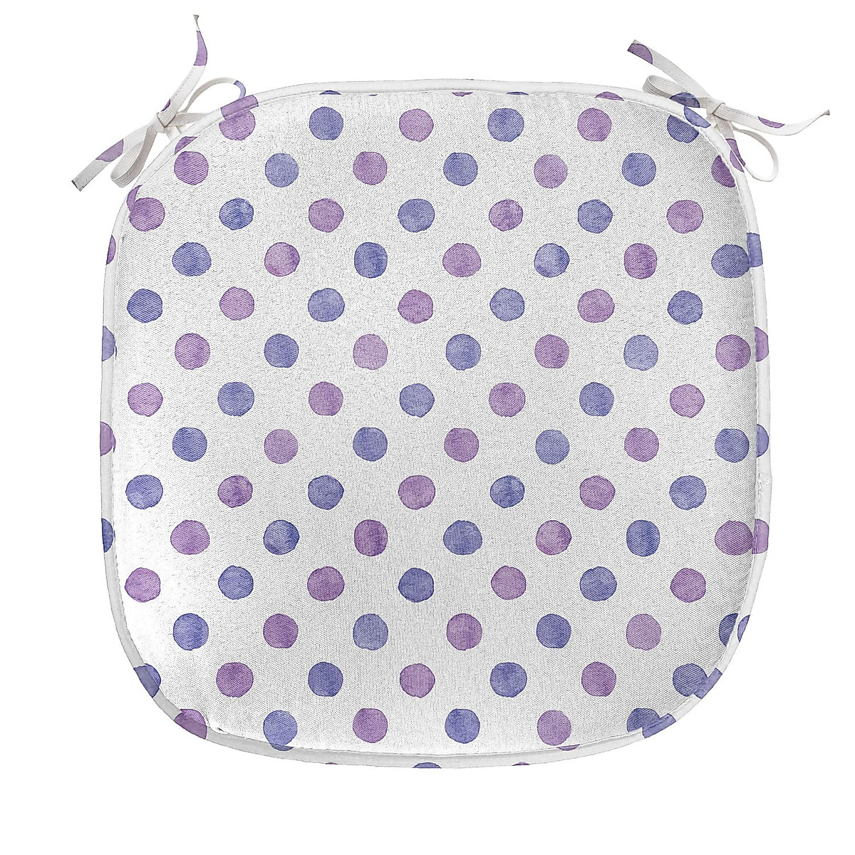 Ambesonne Purple Chair Seating Cushion Set of 2, Watercolor Paint Style Nostalgic Retro Style Polka Dot Pattern Theme Classic, Anti-Slip Seat Padding for Kitchen & Patio, 16"x16", Lilac Blue
