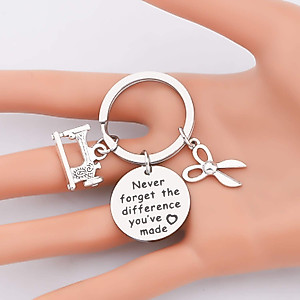 MYOSPARK Quilting Keychain Sewing Scissors Charm Jewelry Never Forget The Difference You've Made Sewing Gift (difference quilting keychain)