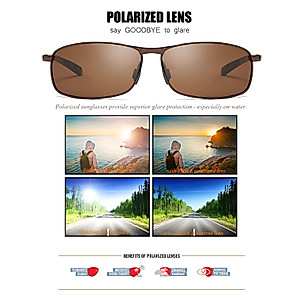 ZHILE Rectangular Polarized Sunglasses Anti Reflective Coating Lens Spring Hinge UV400 (Brown, Amber with AR COATING)