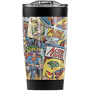 Logovision Superman Comic Covers Stainless Steel Tumbler 20 oz Coffee Travel Mug/Cup, Vacuum Insulated & Double Wall with Leakproof Sliding Lid | Great for Hot Drinks and Cold Beverages