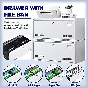 BUTISOW Metal Lateral File Cabinet with Lock,File Organization Storage Cabinets,Large Deep Drawers Office Cabinets,Home Office for Hanging Files Letter/Legal Size(Requires Assembly)