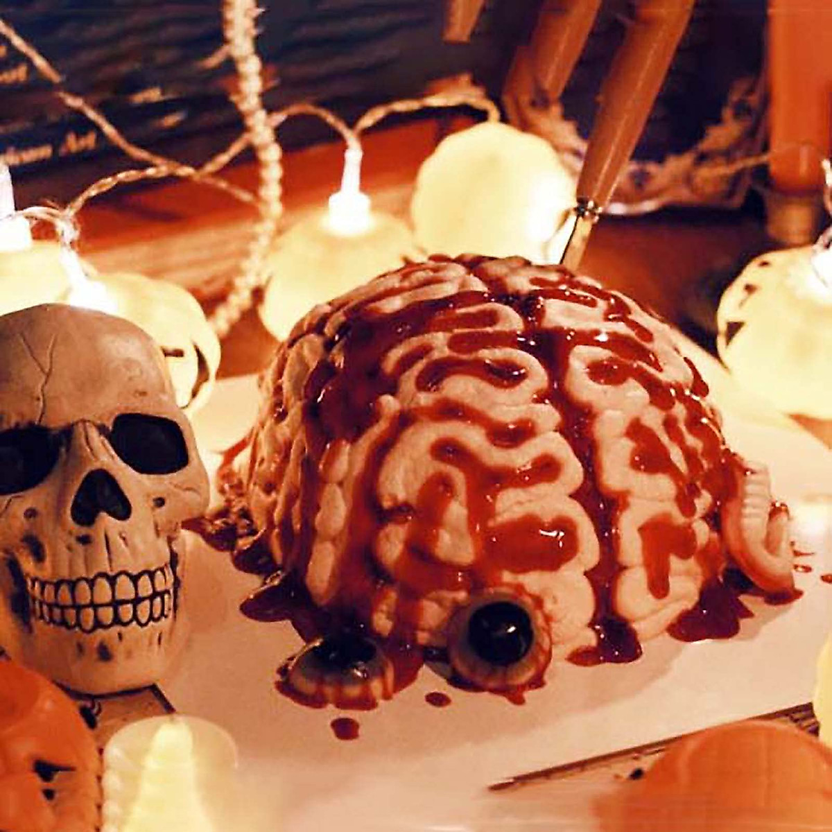 WOPODI Silicone Brain Shape Mold Halloween Humans Brain Cake Molds Realistic Internal Body Organs Fondant Cakes Mould Baking Candy Chocolate Pudding Dessert Jelly Sugar for Halloween Party Props