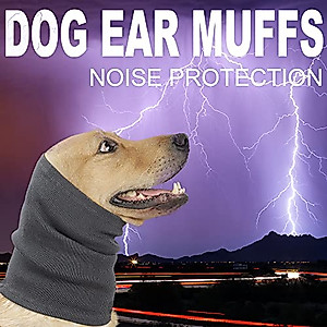 VETIN 2 Pcs Dog Earmuffs, Dog Snood for Dog Neck and Ears Warmer, The Grooming and Force Drying Miracle Tool for Anxiety Relief & Calming Dogs (L, Grey+Pink)