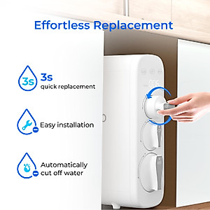 Waterdrop G3 Replacement Filter, Replacement for 𝐖𝐃-𝐆𝟑-𝐖 𝟒𝟎𝟎𝐆𝐏𝐃 Reverse Osmosis System, Pack of 1 WD-G3-CF Filter, 1 WD-G3-CB Filter, and 1 WD-G3-N2RO Filter