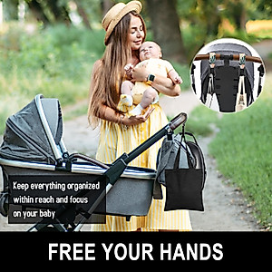 Gukeniu Baby Stroller Hooks for Hanging Bags, Universal Stroller Clips Accessories, Mommy Hook for Diaper Bag, Shopping Cart, Purse, Backpack - 2 Pack, Abstract Leaf