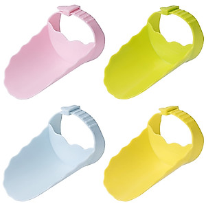 OIIKI Faucet Extenders for Toddler Kids Children Hand Washing, 4 Pack Silicone Sink Faucet Extender Wash Helper, Kitchen Bathroom Spout Sink Tub Extender Hand Wash Fun Kit