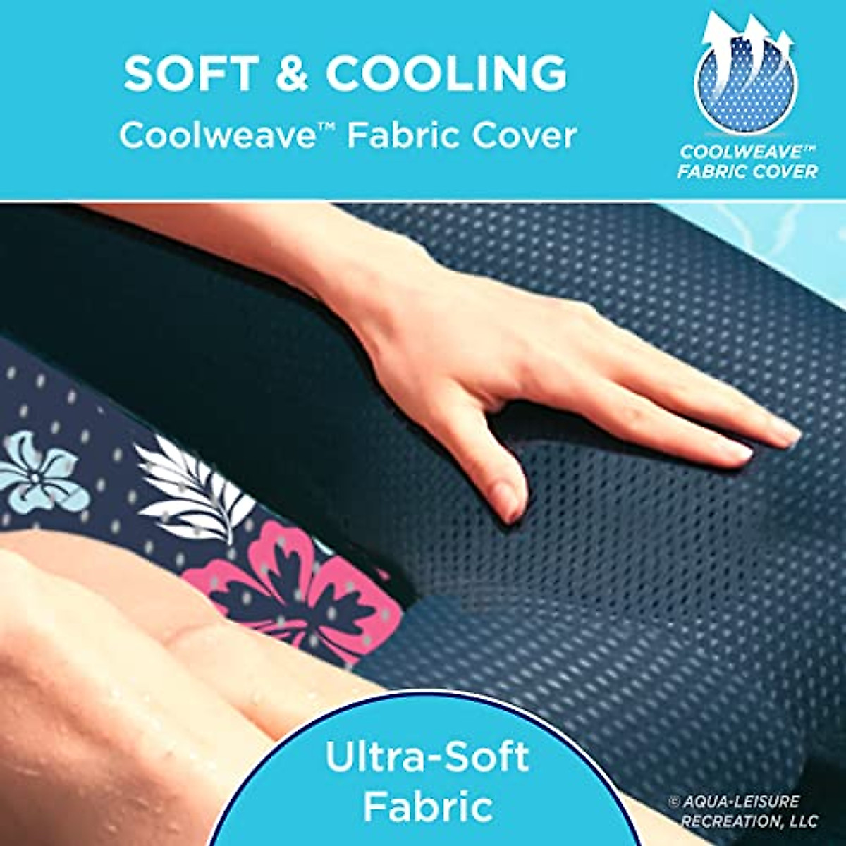 Aqua Campania Ultimate 2-in-1 Pool Float Lounge – Extra Large – Inflatable Pool Floats for Adults with Adjustable Backrest & Cupholder Caddy – Navy Hibiscus