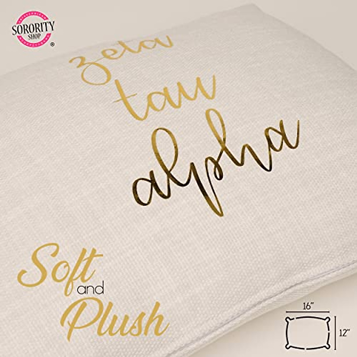 Sorority Shop Phi Mu Pillow – Gold Script Design, 12" x 16" Lumbar Pillow Sorority