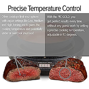 Nuwave Gold Precision Induction Cooktop, Portable, Powerful Large 8” Heating Coil, 12” Shatter-Proof, Heat-Resistant Ceramic Glass Surface, 10.5” Duralon Healthy Ceramic Non-Stick Fry Pan Included