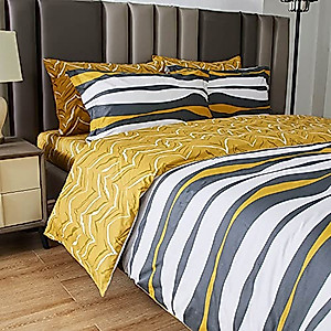 Dolce Mela King Size 6 Piece 100% Cotton Duvet Cover Set, Bloomon Bedding DM823K Multicolor