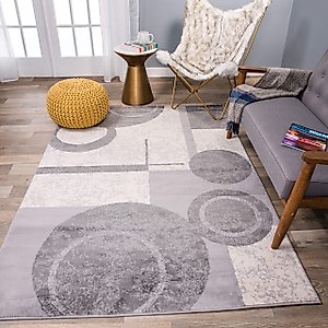 Rugshop Traditional Distressed Medallion Area Rug 5' x 7' Cream