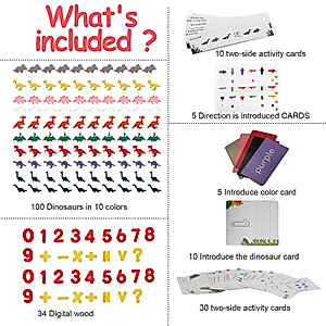 Counting Dinosaurs Toys with Matching Sorting Cards, Preschool Educational Toy for Matching, Counting and Sorting School Supplies Learning Activities Kids Age 4 5 6 7 Girls Boys Birthday Gift