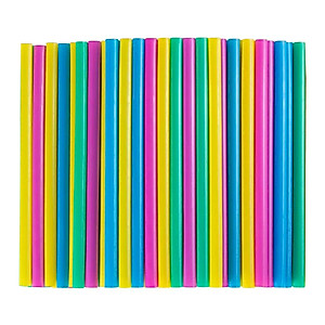 Webake Compostable Smoothi Straws 9 Inch Long Wide Drinking Straw, 100 Bulk, Eco Friendly Plant-based PLA, Alternative to Plastic Straws for Tumbler, Water Bottle - Assorted Colors